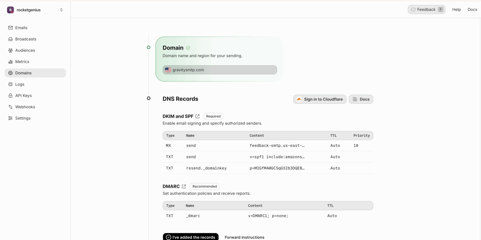 Adding and Authenticating a Domain in Resend - Gravity SMTP Documentation